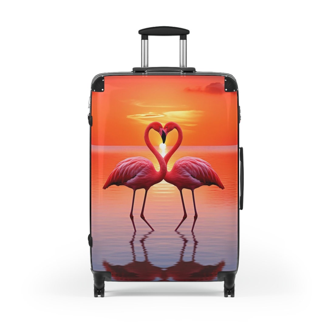 Suitcases Flamingo Heart Sunset Design Stylish Travel - Etsy