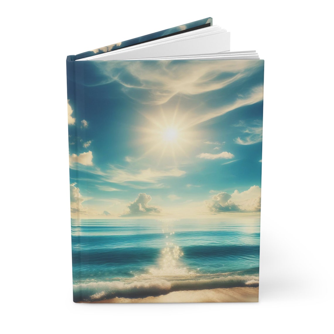 Serene Ocean Hardcover Journal - Matte Finish, Sky Blue Day Reflection ...