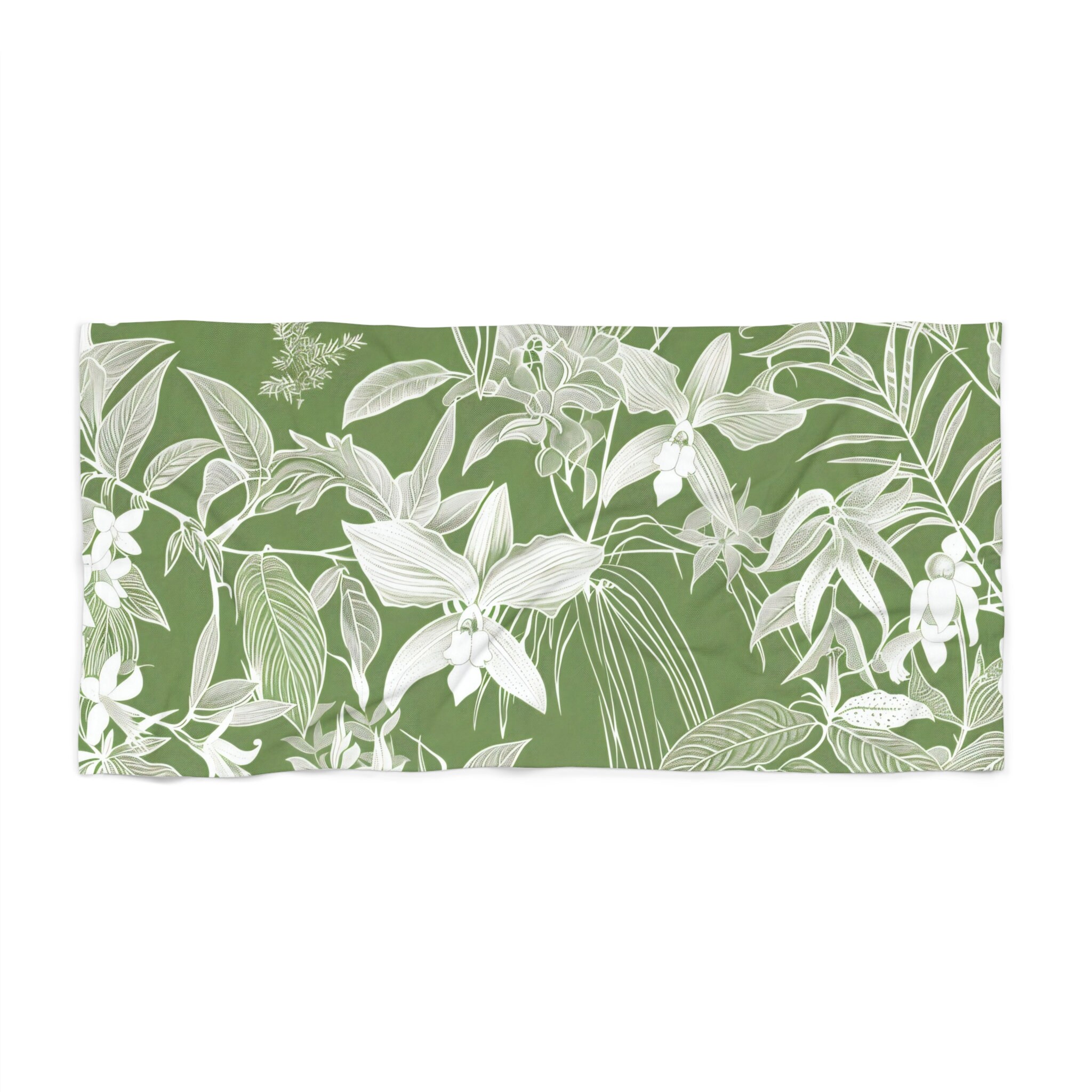 Luxurious Light Green Tropical Leaves and Flowers Beach Towel - Etsy