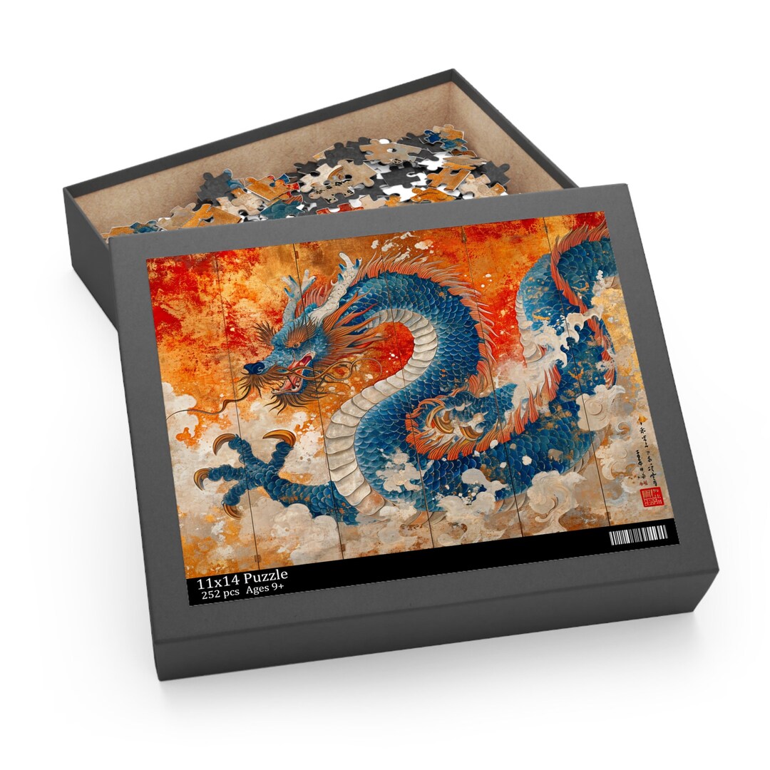 Chinese Dragon Painting Jigsaw Puzzle - High-quality Chipboard, 3 Sizes ...
