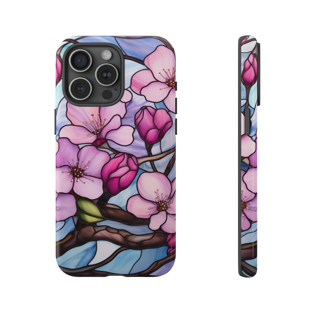 Stained Glass Cherry Blossom Phone Case Dual Layer iPhone 15/13 Case - Etsy