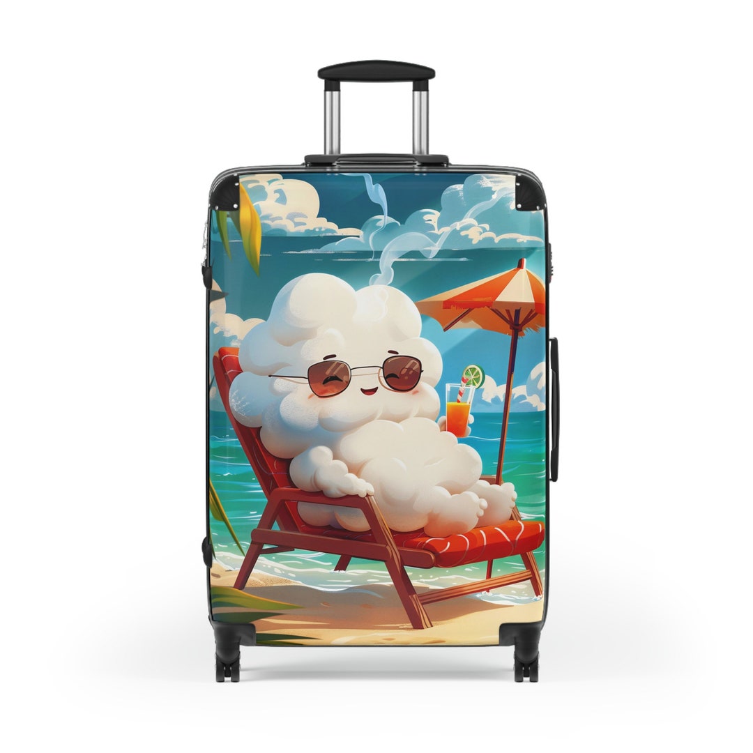 Anthropomorphic Chubby Cloud Suitcase With Sunglasses & Juice Design ...