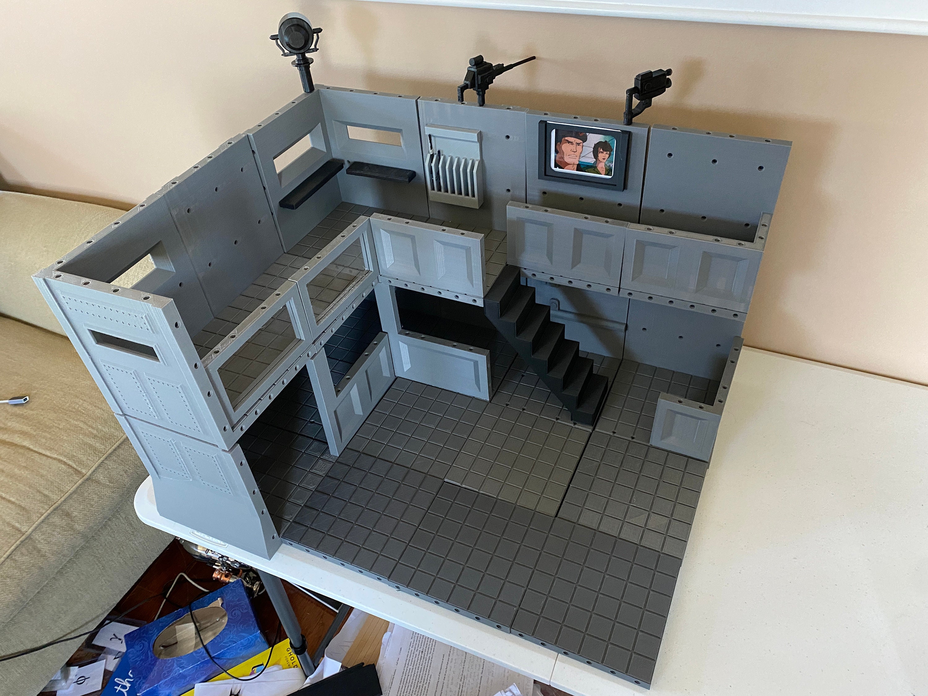 1:12 Scale Modular External Wall System for Extending GI Joe Base STL ...