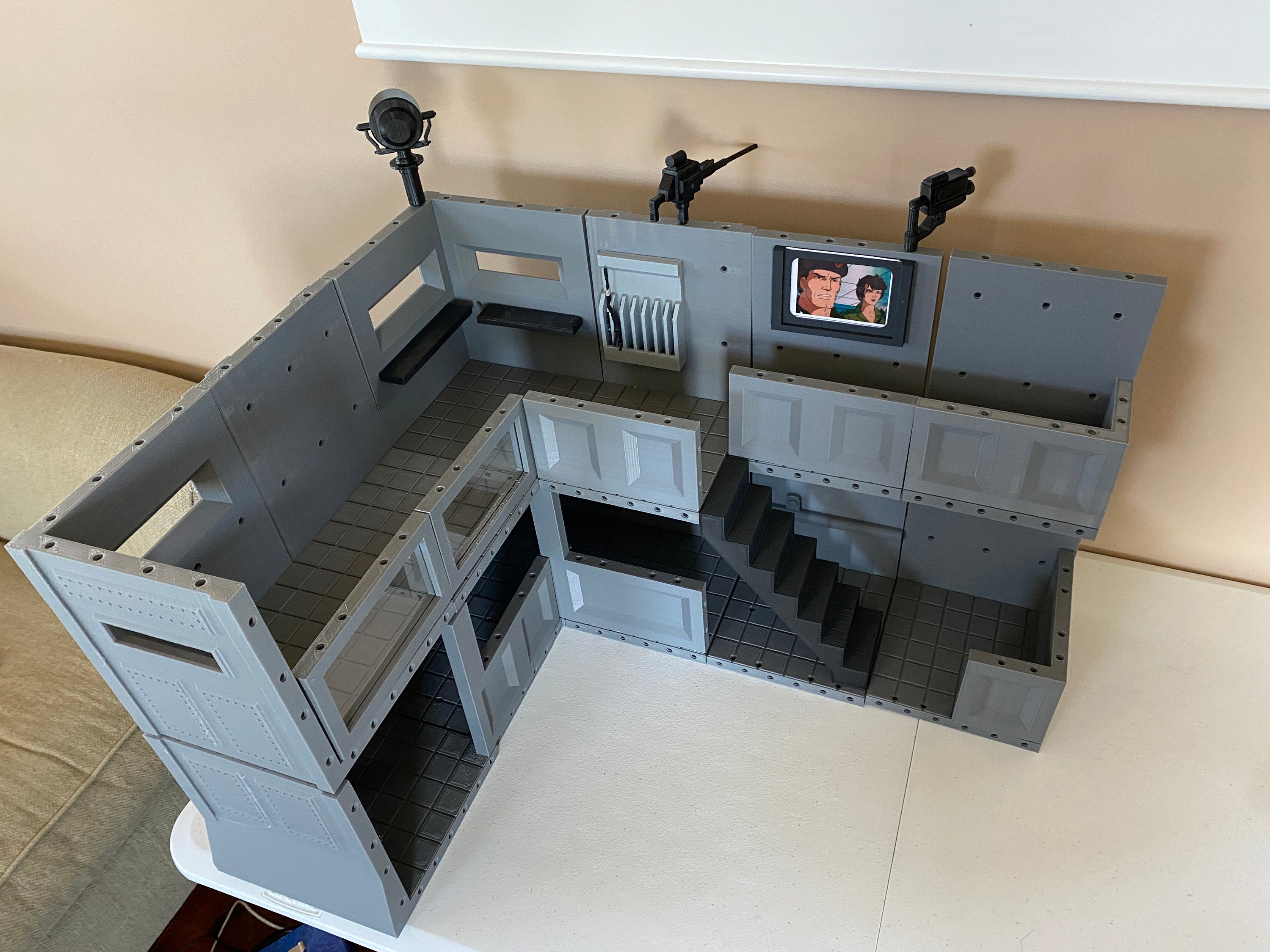 1:12 Scale Modular External Wall System for Extending GI Joe Base STL ...