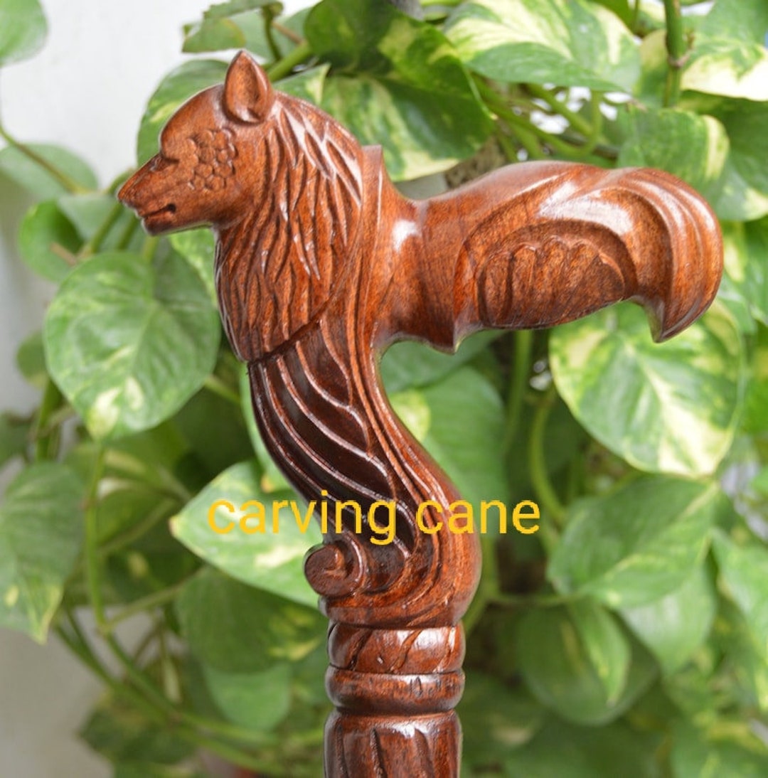 Wooden Walking Stick Wolf Wooden and Walking Stickhandmade - Etsy