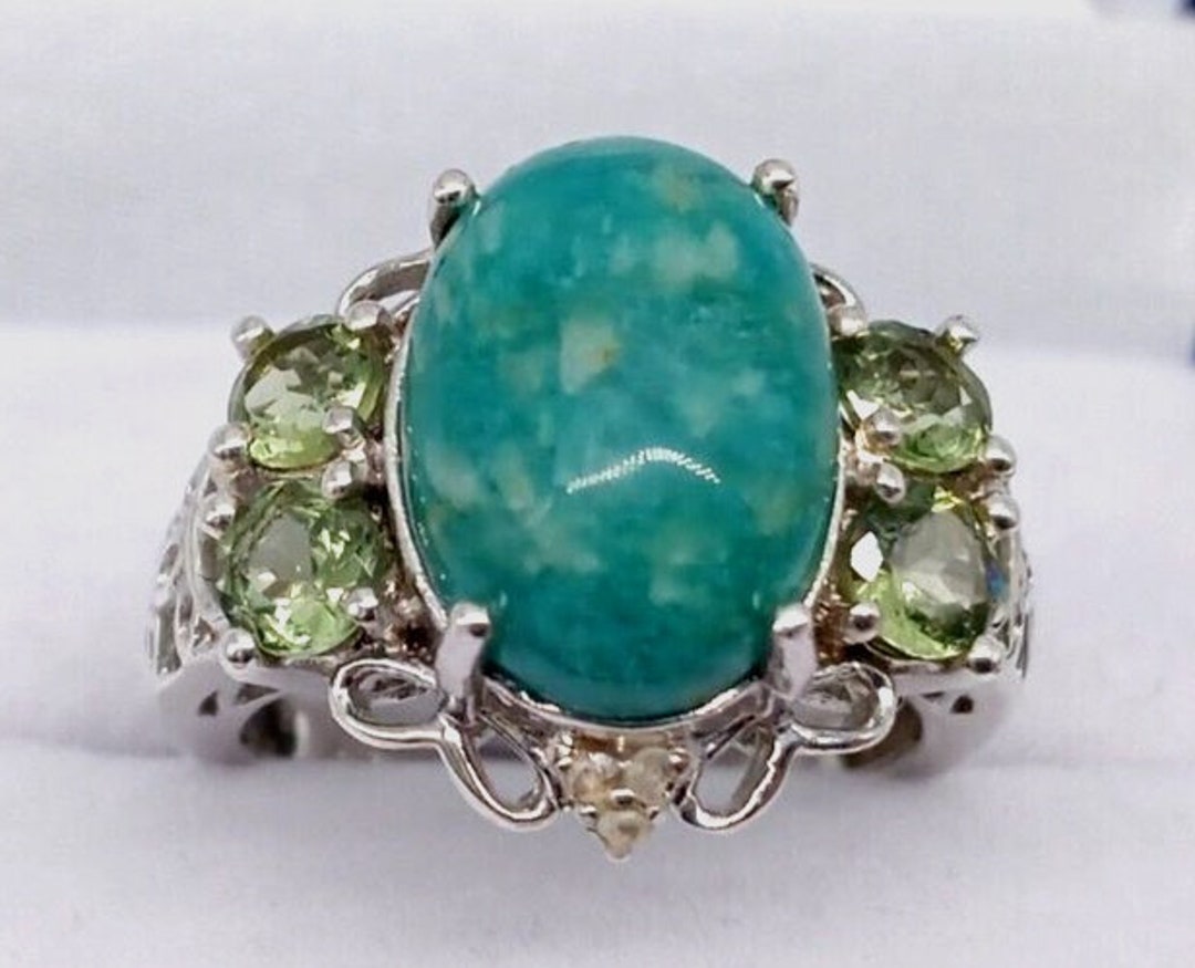 Chuck Clemency Green Gemstone Peridot Ring STS 925 Sterling Size 7.12 ...