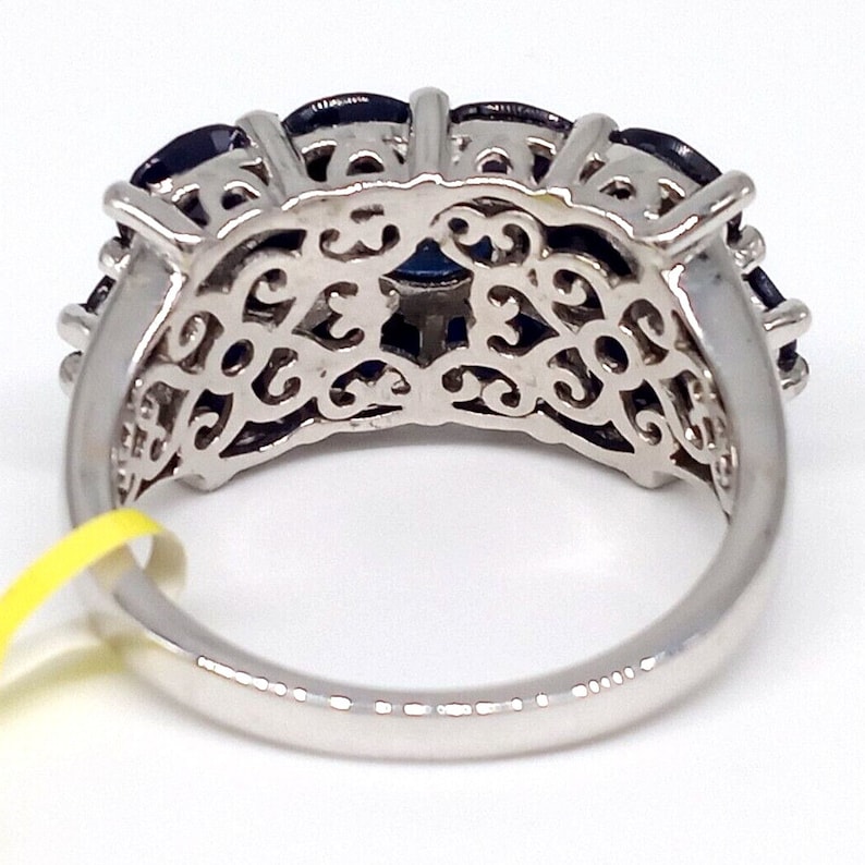 Chuck Clemency Blue Sapphire Ring STS 925 Sterling Silver India Size 7 ...