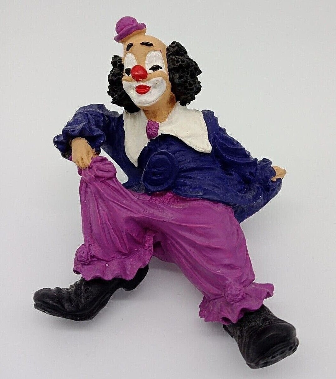 Clown Figurine Dipinto A Mano Made in Italy Seated Hand Painted Purple ...