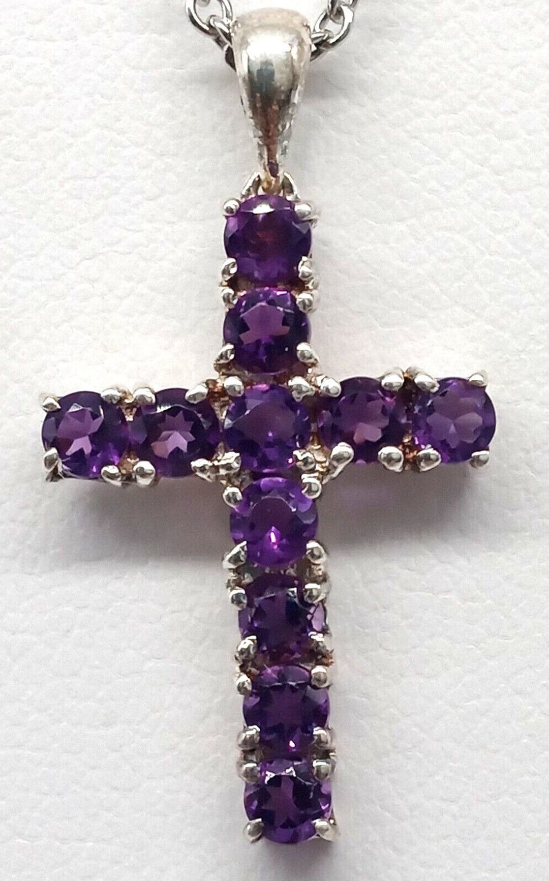 Amethyst Cross Pendant Necklace STS 925 Sterling Silver Chuck Clemency ...