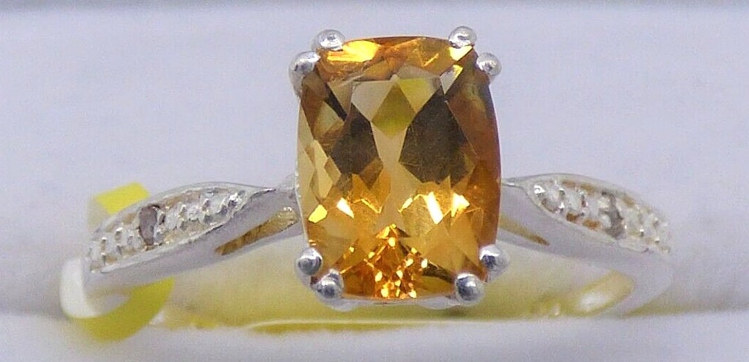Chuck Clemency Yellow Citrine Gemstone Ring Solitaire Sterling Silver ...