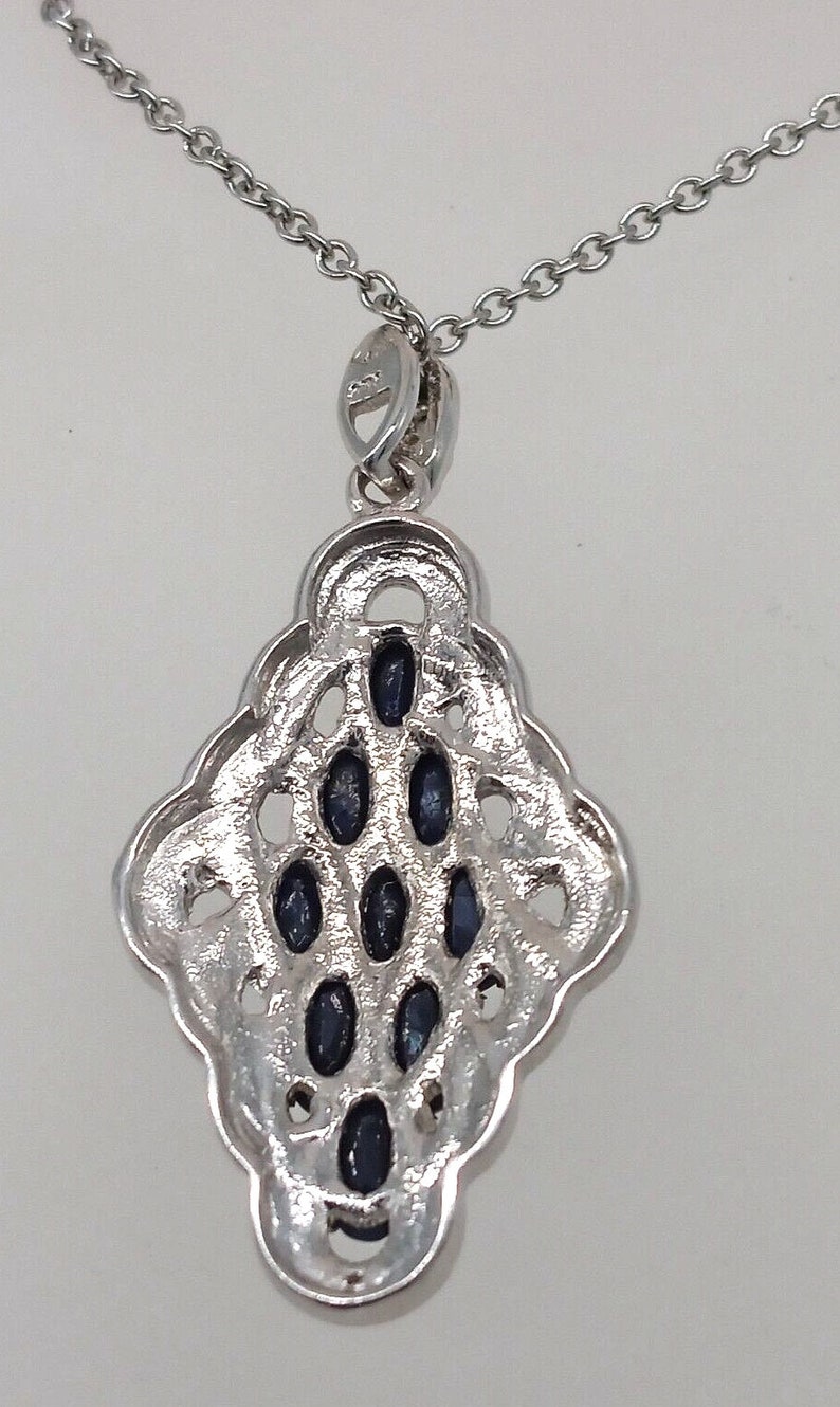 Chuck Clemency Karis STS Blue Stone Pendant Chain Necklace Silver Tone ...