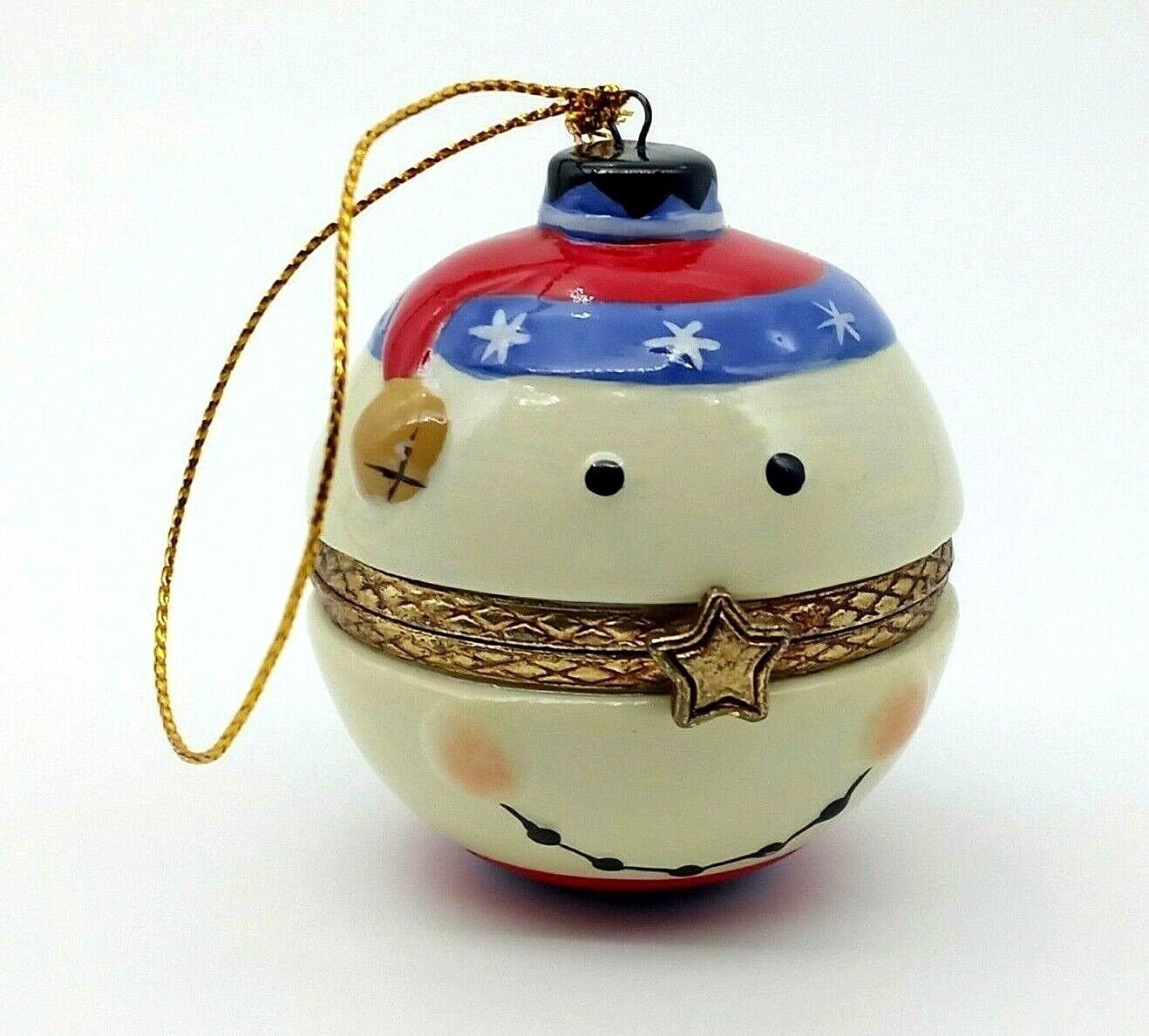 Snowman Head Round Trinket Box Ornament Ceramic Gold Tone - Etsy