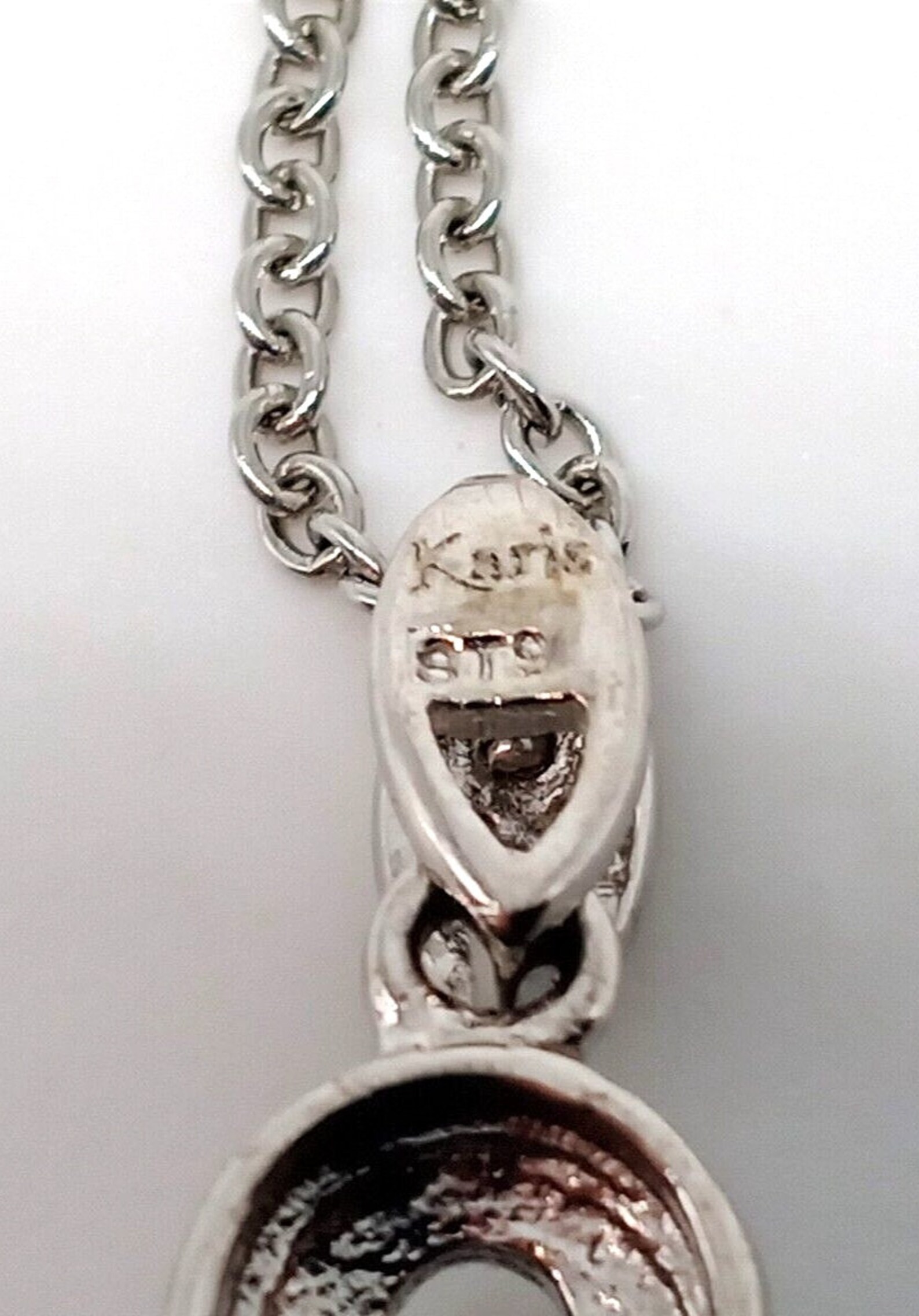 Chuck Clemency Karis STS Blue Stone Pendant Chain Necklace Silver Tone ...