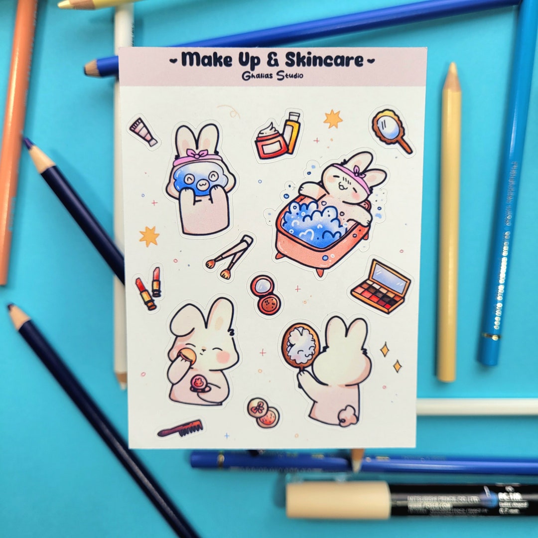 Rabbit Sticker Sheet makeup & Skincare Cute,planner/journal ...