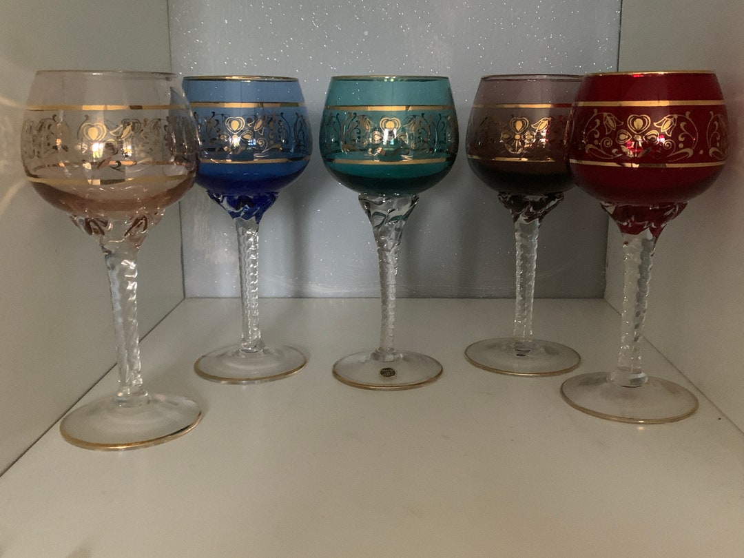 Vintage Coloured Crystal Goblets - Etsy
