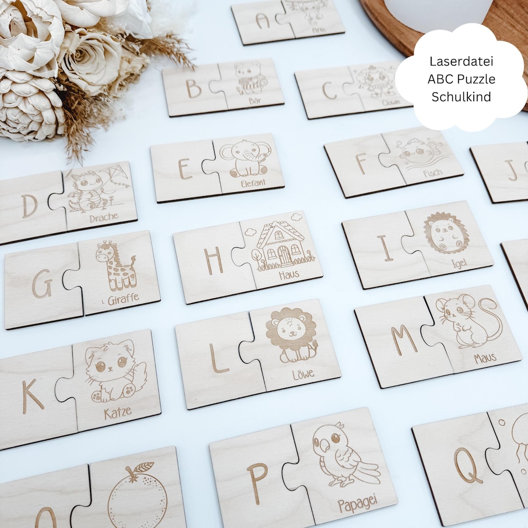 Laser File ABC Puzzle With Motifs, ABC First Day of School, Schoolchild ...