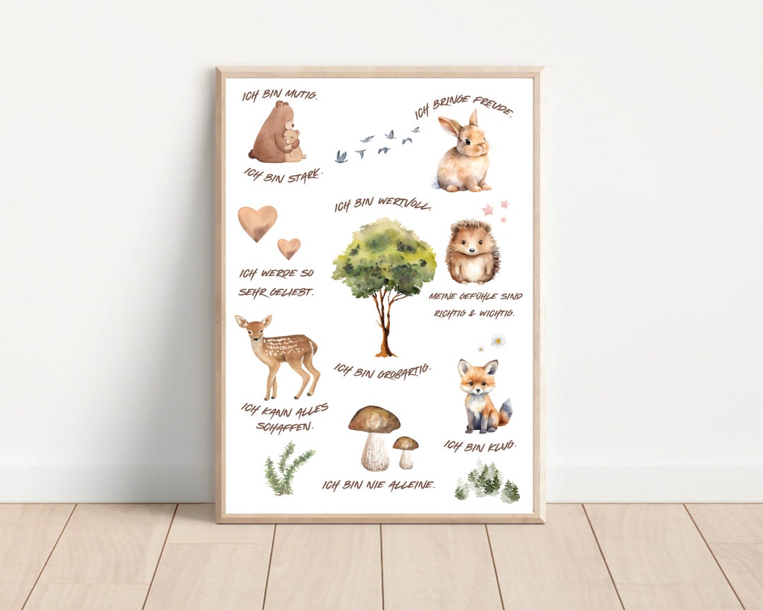 Affirmation Poster Forest Animals PDF File, Brown Tones, Direct ...