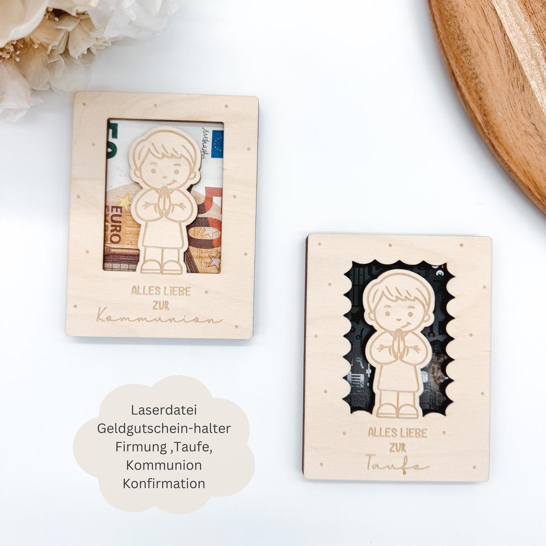 Laser File Money and Voucher Holder Baptism Praying Boy, Confirmation ...