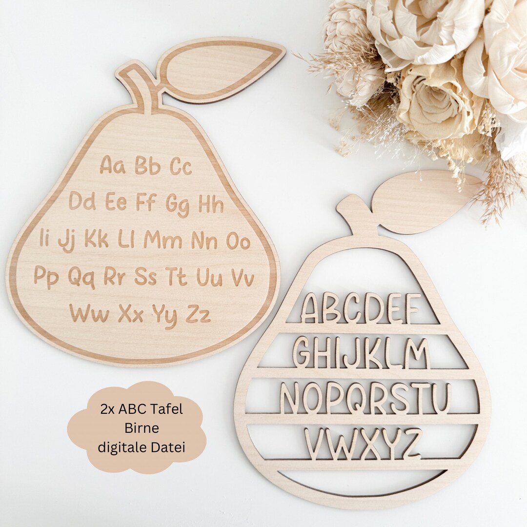Laser File 2 Different ABC Boards Pear, Gift Idea for School Enrollment ...