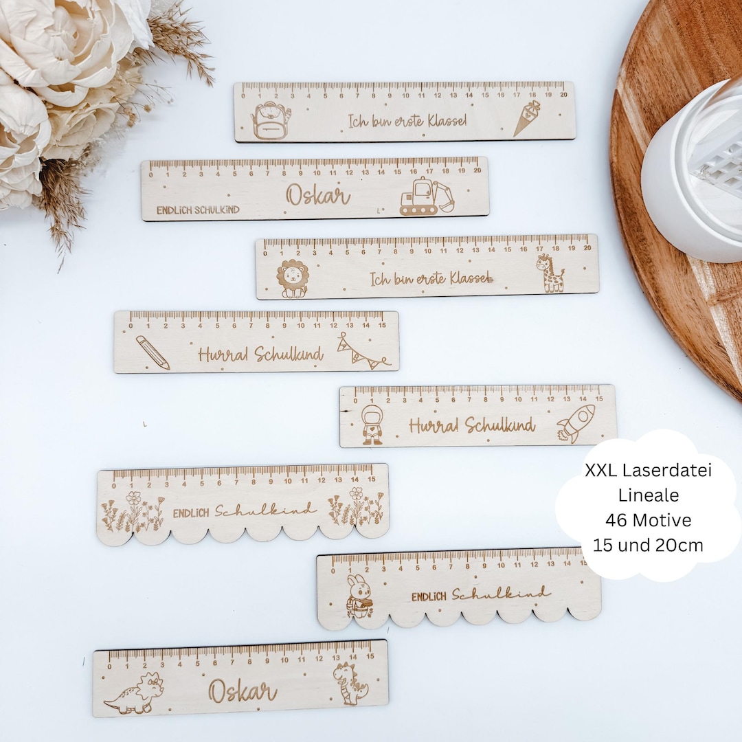 XXL Package of Laser File Rulers 15 Cm and 20 Cm, 46 Designs, School ...