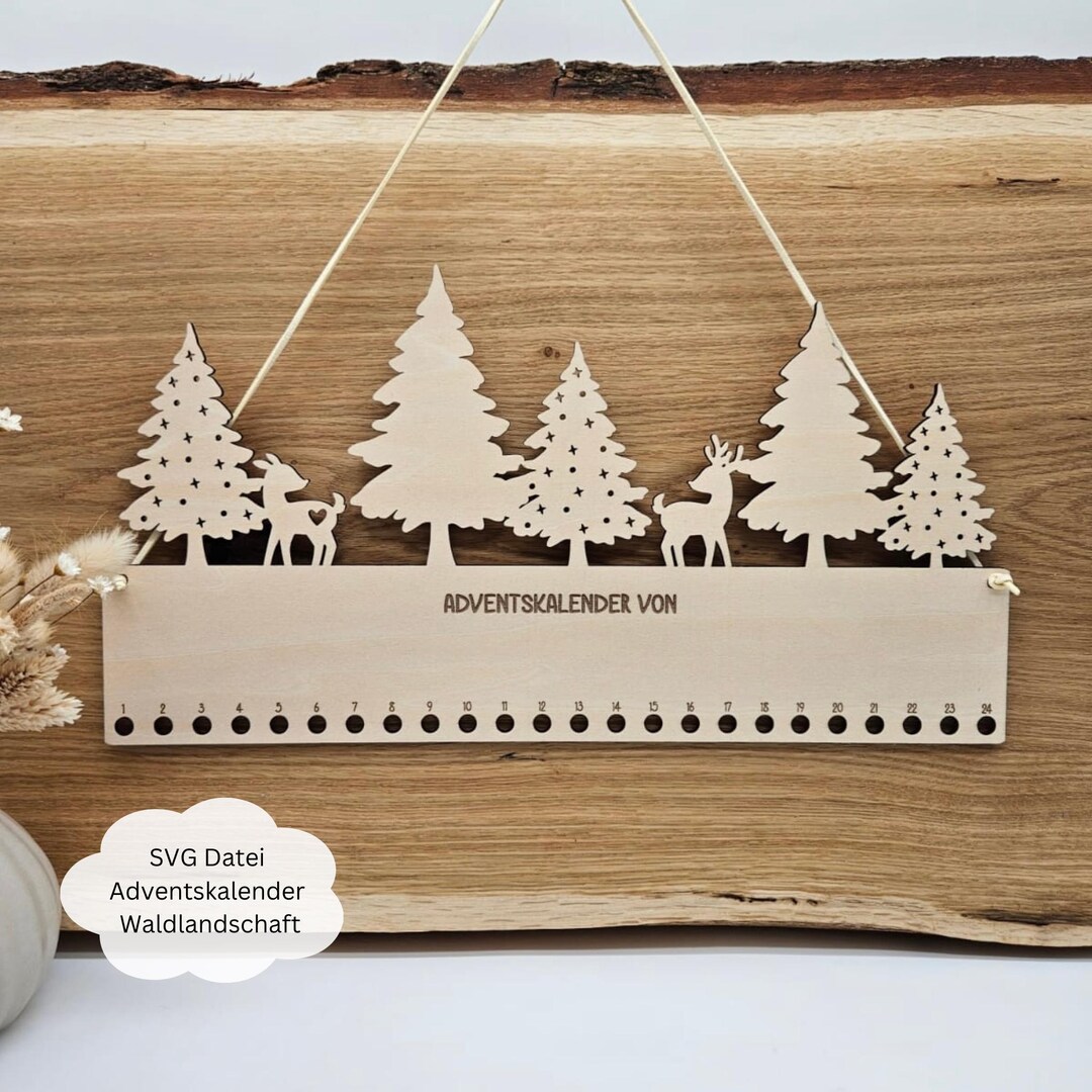 SVG Advent Calendar Forest Landscape, Deer, Trees, Forest, Advent ...