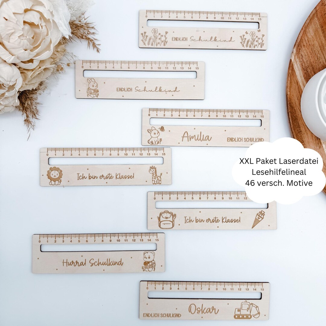 XXL Package of Laser-cut Reading Aids and Rulers, 46 Designs, Back to ...