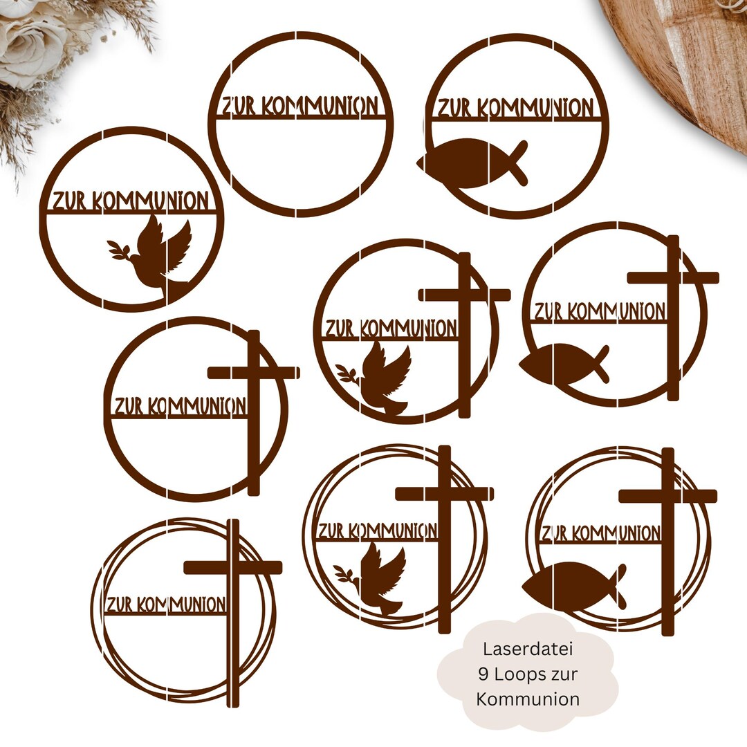 Laser File 9 Loops for Communion, Communion Dove, Cross, Fish ...