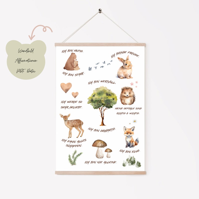 Affirmation Poster Forest Animals PDF File, Brown Tones, Direct ...