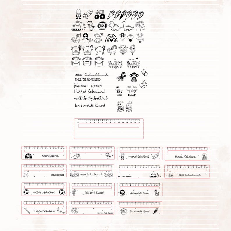 XXL Package of Laser-cut Reading Aids and Rulers, 46 Designs, Back to ...