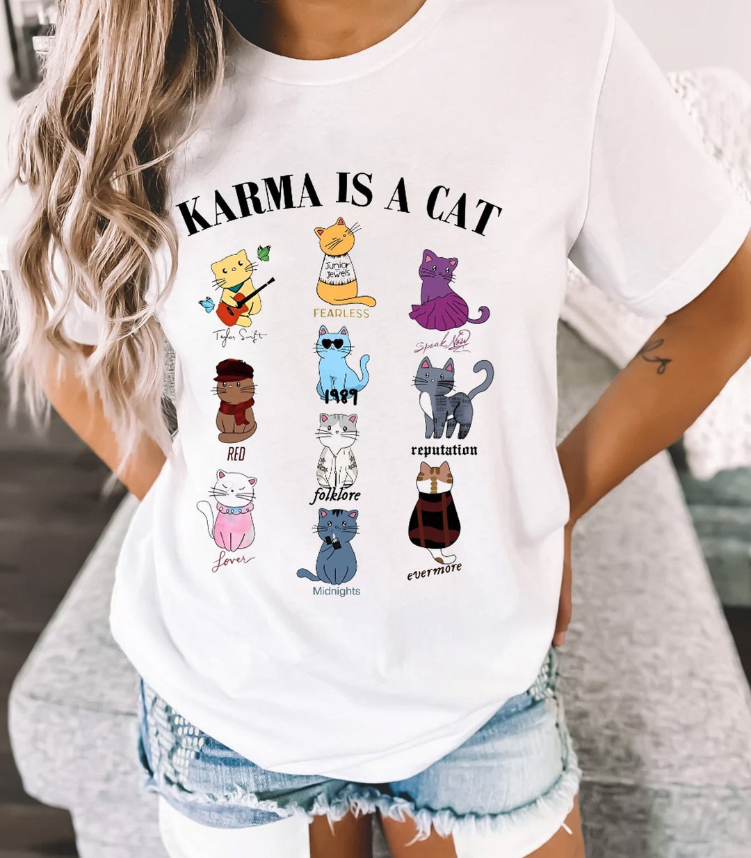 Cute Cat Shirt, Karma is A Cat Tshirt, Funny Cat Sweatshirt, Music ...
