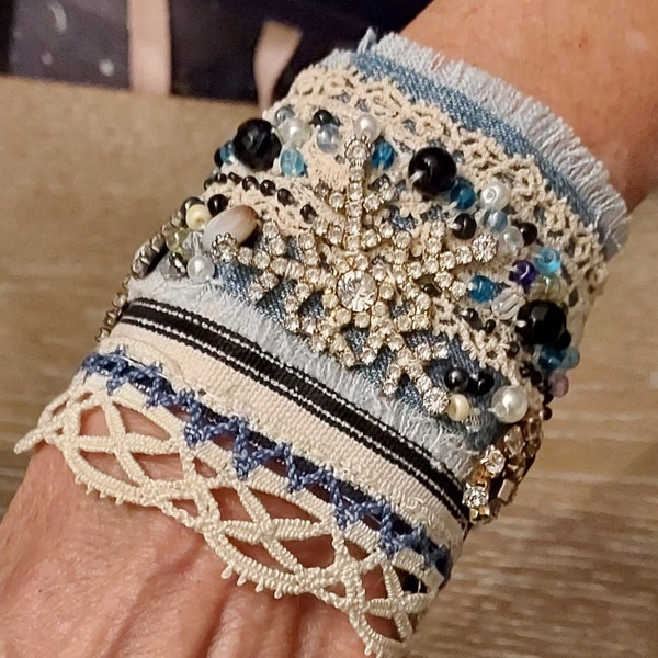 Denim Cuff Bracelet - Etsy