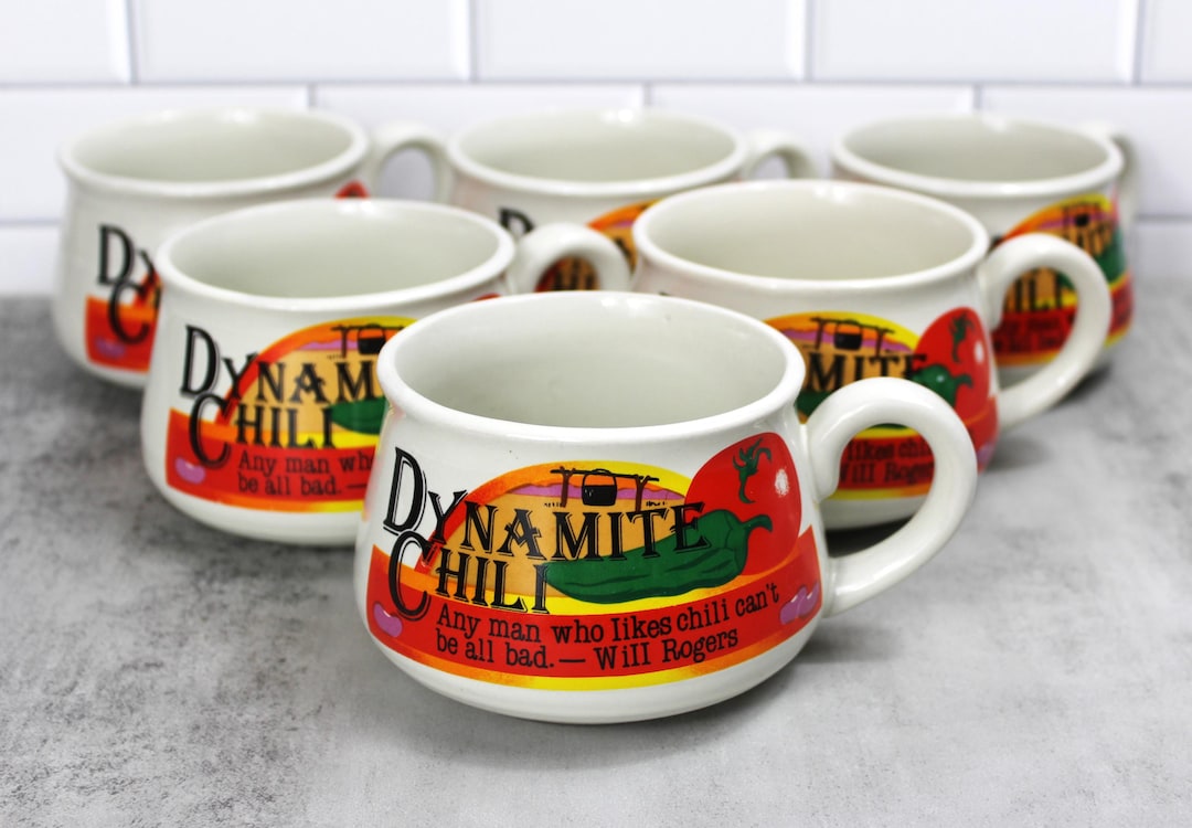 Vintage Dynamite Chili Stoneware Bowls With Handles - Set of 6 - Etsy