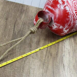 Large Metal Red White Bell With Wooden Clapper Rope Hanger India - Etsy