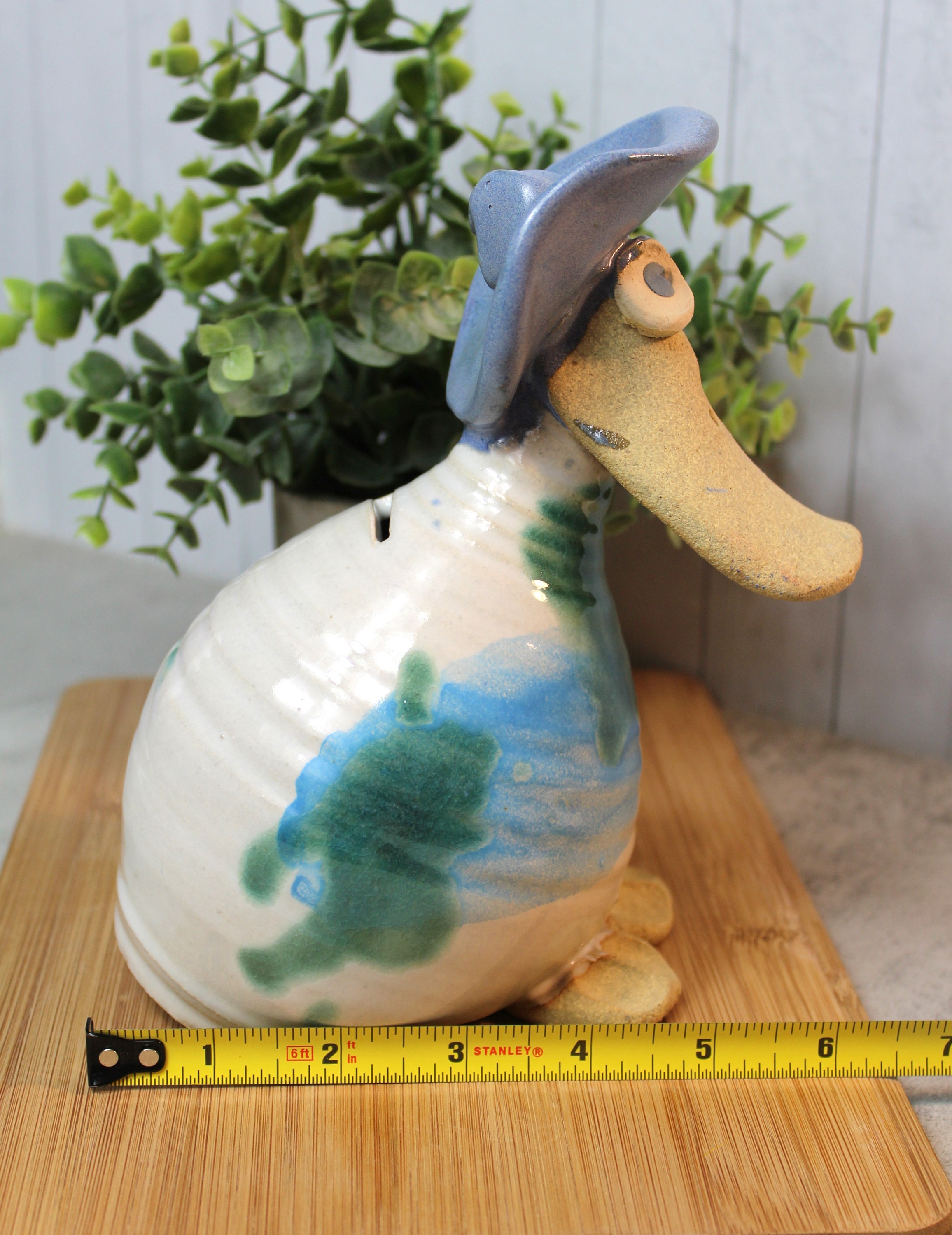 Vintage John Pettus Art Pottery Drip Glaze Cowboy Duck Bank Whimsical ...