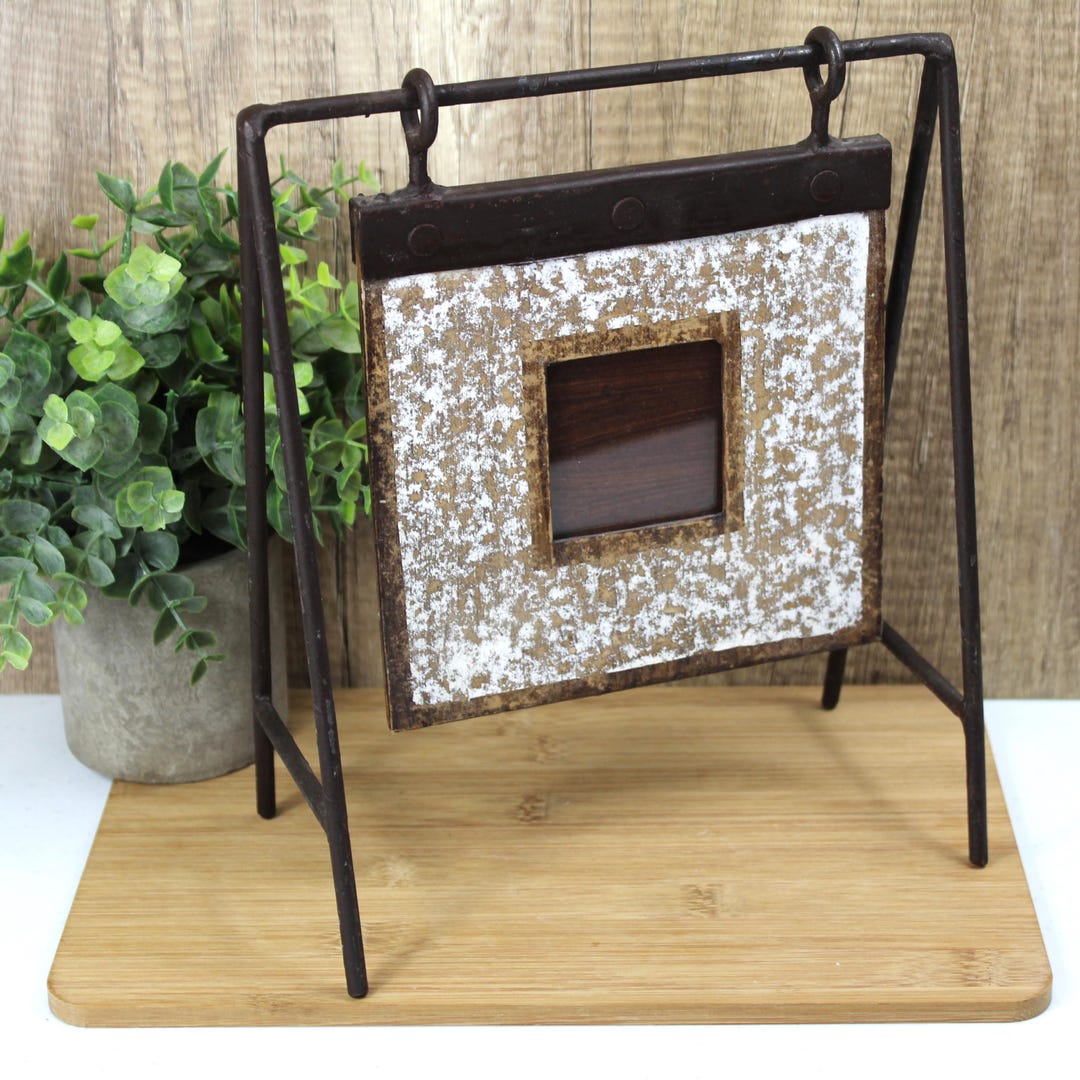Rustic Metal A-frame Picture Frame, Distressed White Finish - Etsy