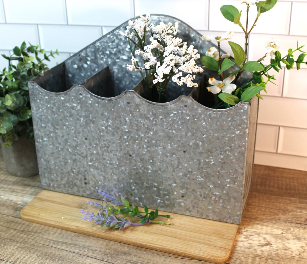 Galvanized Metal Divided Storage Bin Container Compartments Sections ...