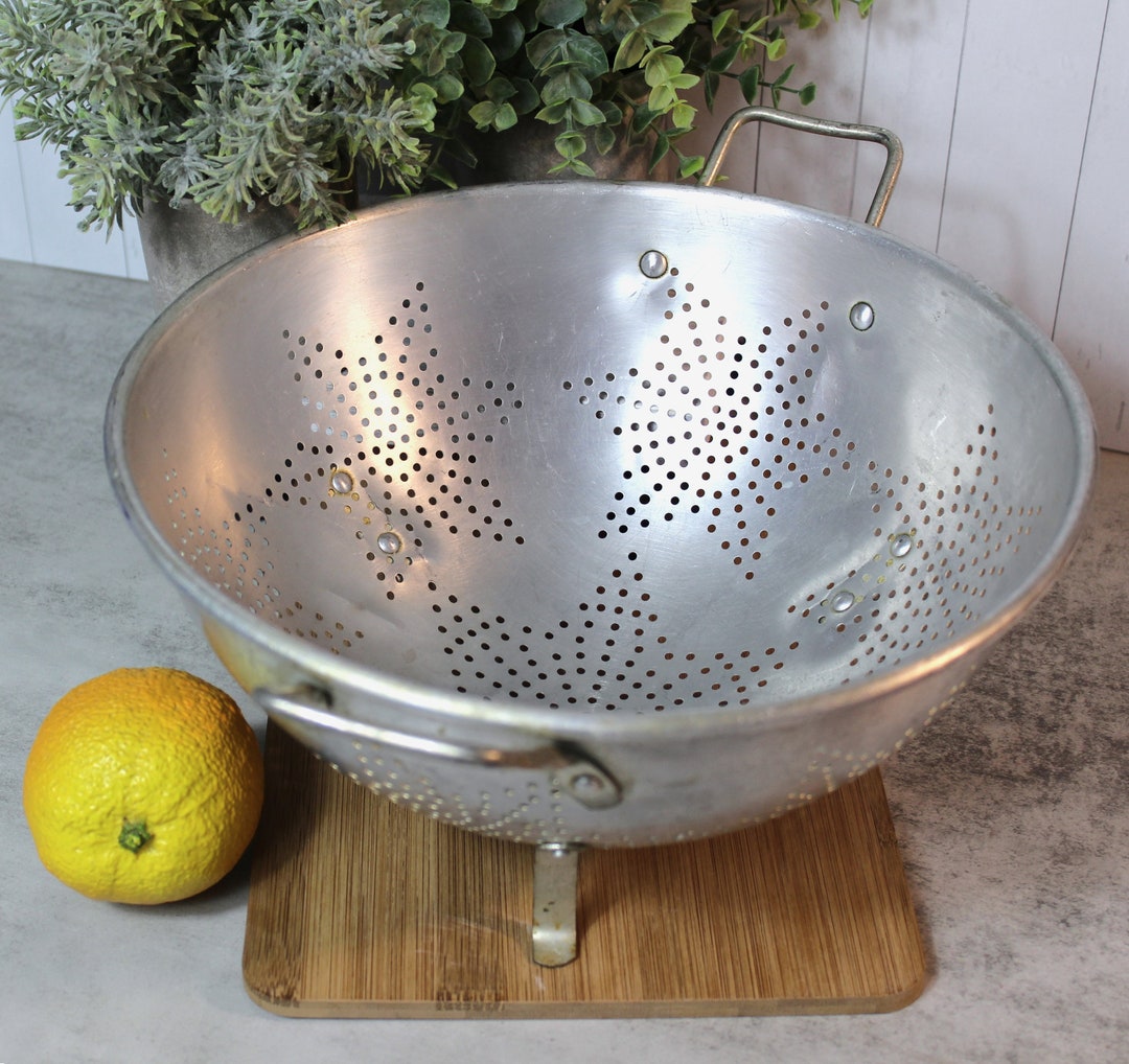 Vintage Aluminum Seven Star Holes Colander Strainer 11" Handles & Three ...