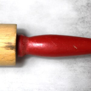 Vintage Wooden Rolling Pin Red Handles - Etsy