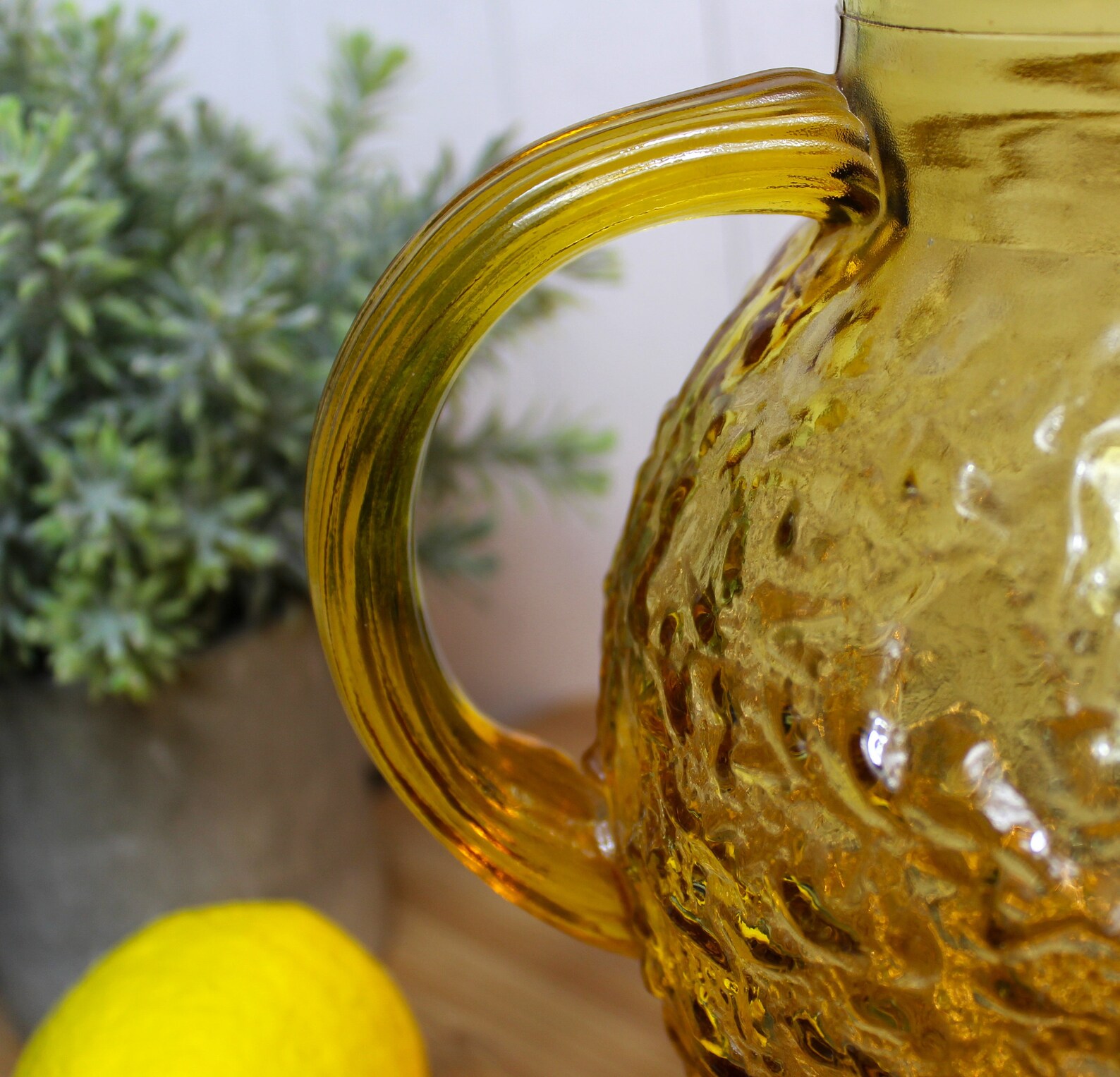 Vintage Milano Honey Gold Pitcher by Anchor Hocking 96 Oz Glass Bumpy ...
