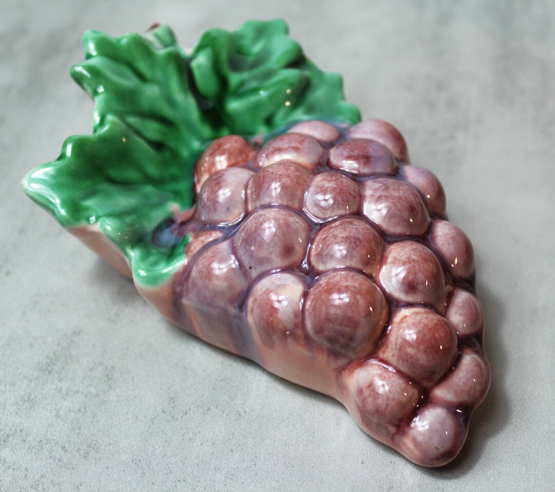 Vintage Ceramic Grapes Wall Pocket Planter Vase Purple Pink Green ...