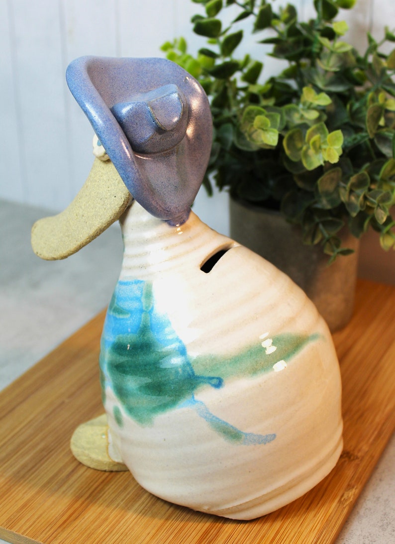 Vintage John Pettus Art Pottery Drip Glaze Cowboy Duck Bank Whimsical ...