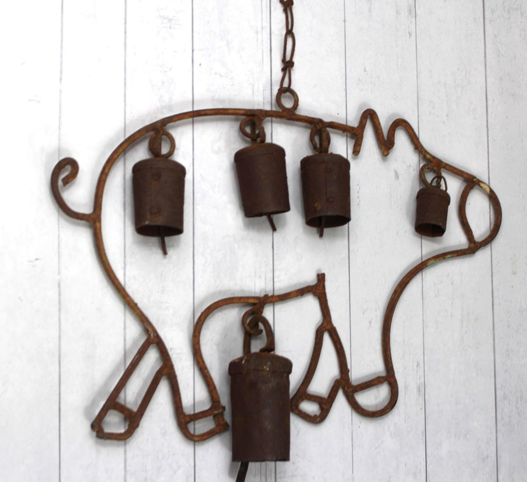 Vintage Metal Pig Wind Chime: Rusty Farmhouse Garden Bells - Etsy