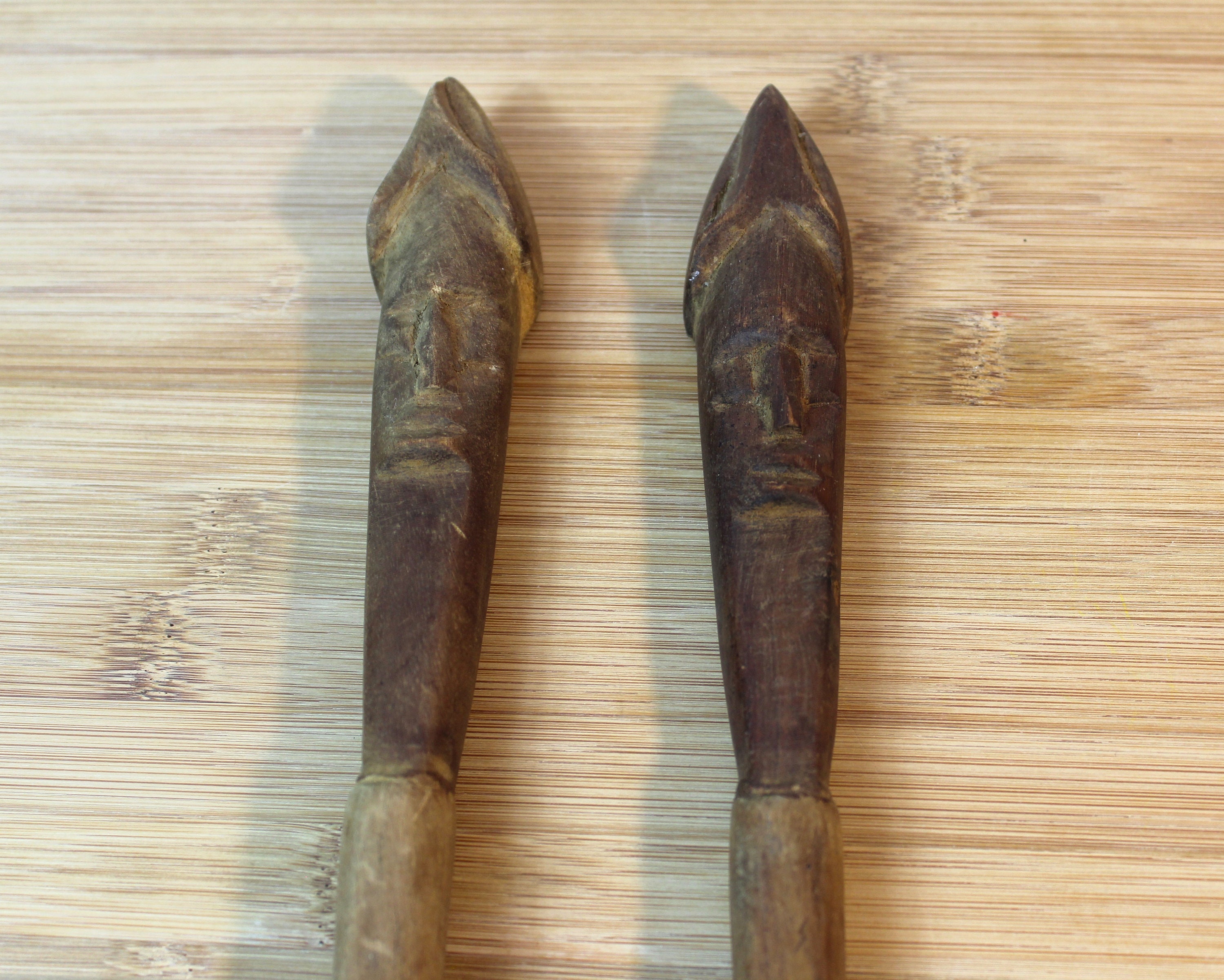 Vintage Haiti Hand Carved Handle Wood Spoon Fork Utensil Set - Etsy