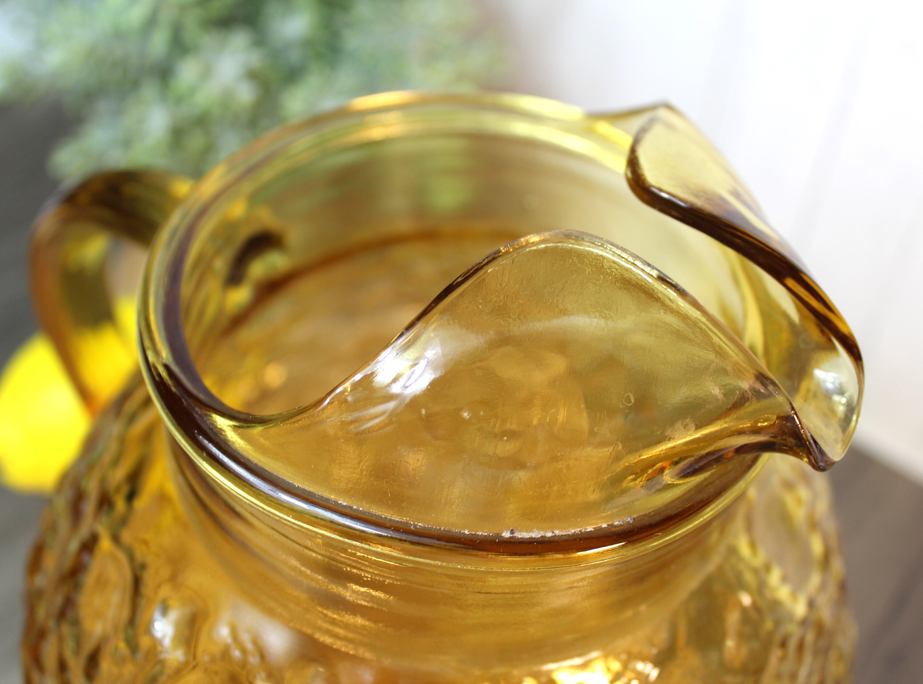 Vintage Milano Honey Gold Pitcher by Anchor Hocking 96 Oz Glass Bumpy ...