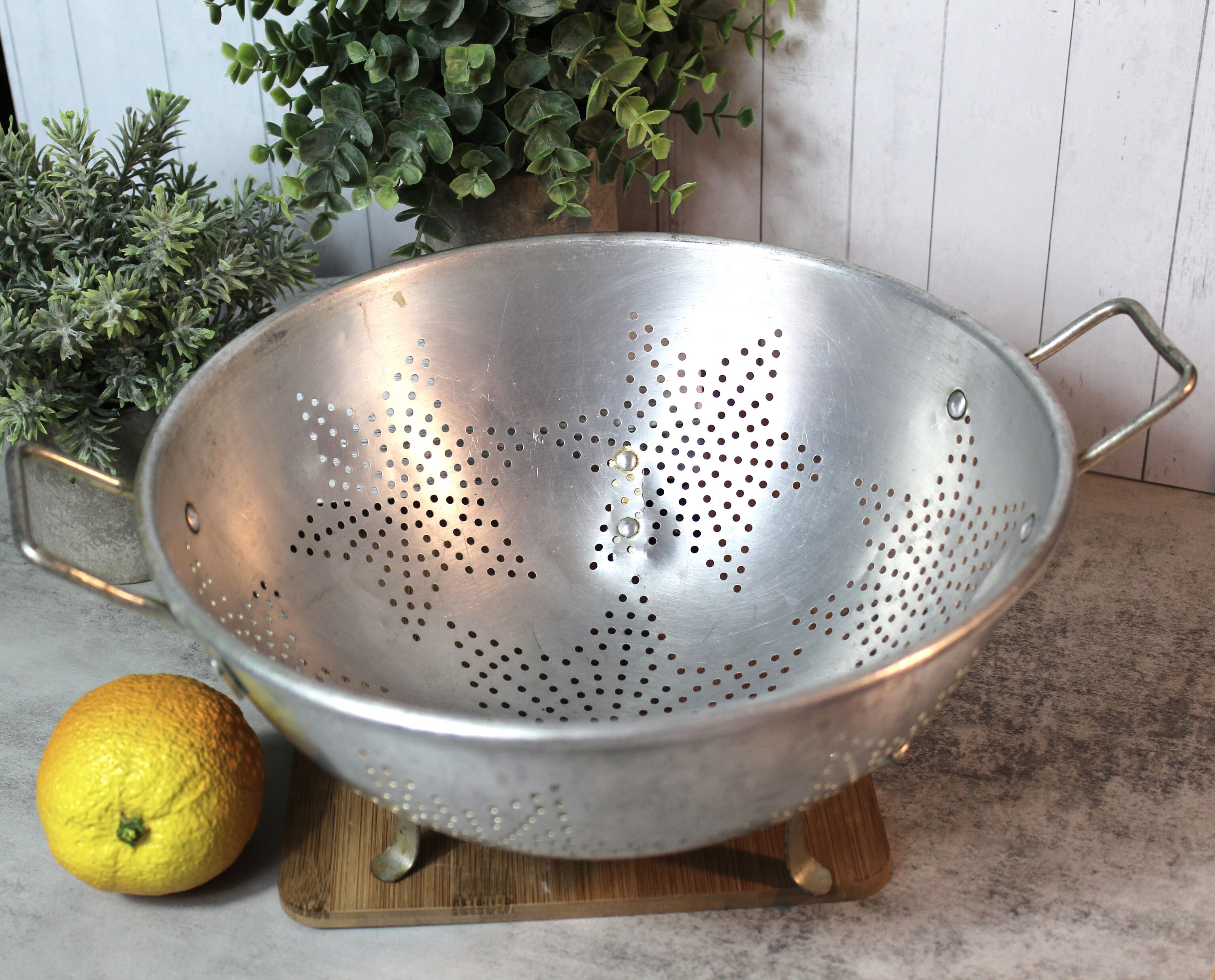 Vintage Aluminum Seven Star Holes Colander Strainer 11 Handles & Three ...