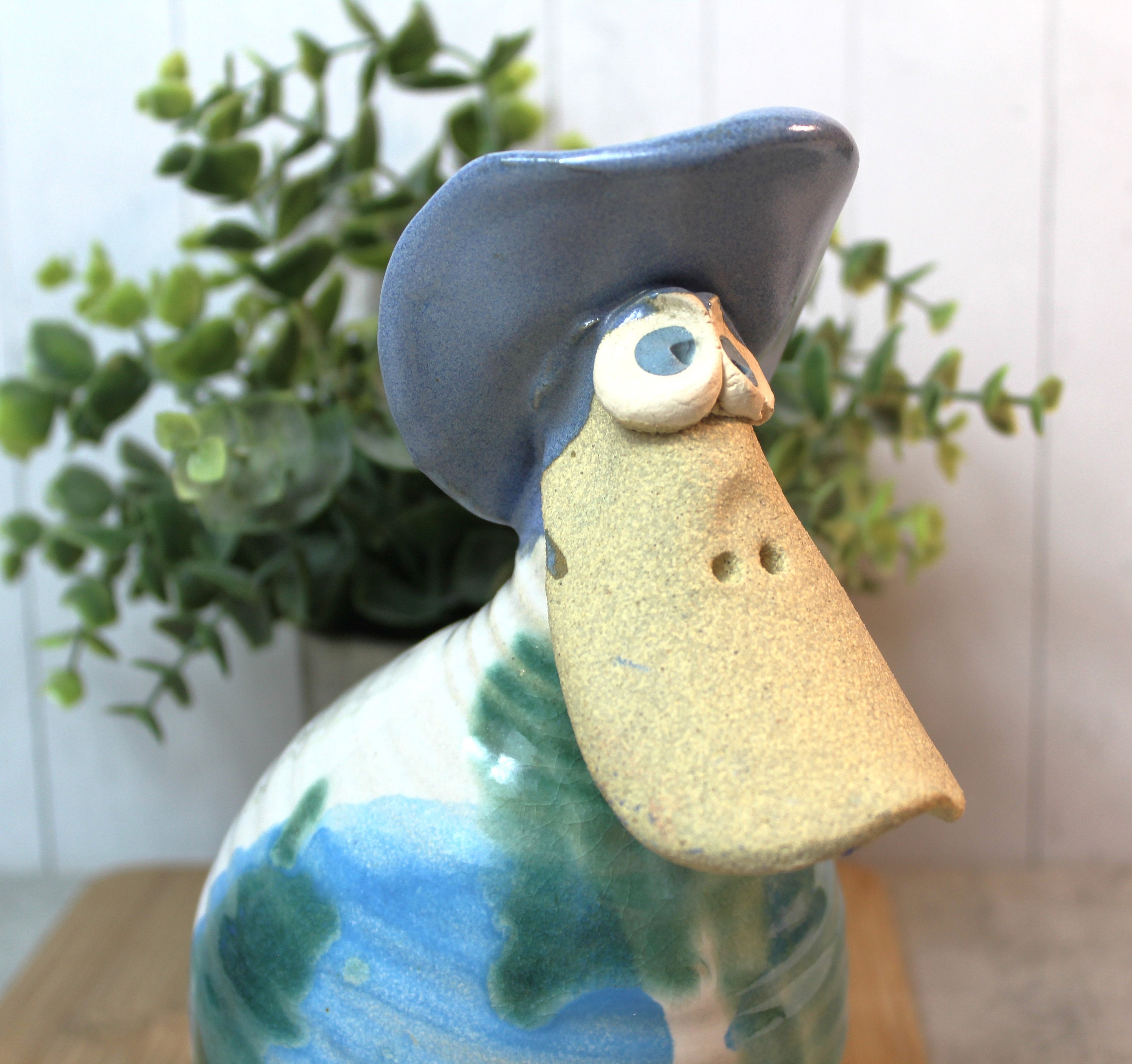 Vintage John Pettus Art Pottery Drip Glaze Cowboy Duck Bank Whimsical ...