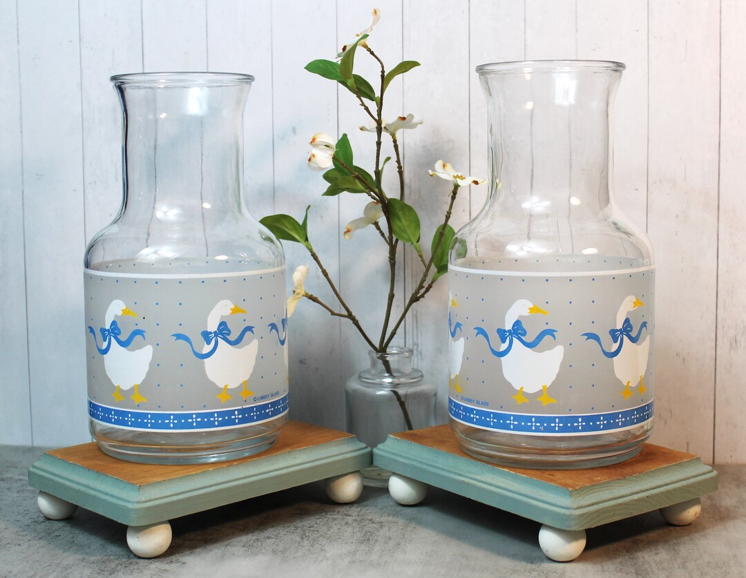 Vintage Libbey of Canada Country Goose Geese Ducks Glass Juice Carafe ...