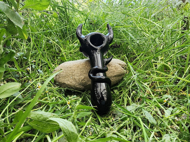 Valentine's Day Couples Pipe Black Devil Glass Pipe Unique Handmade ...