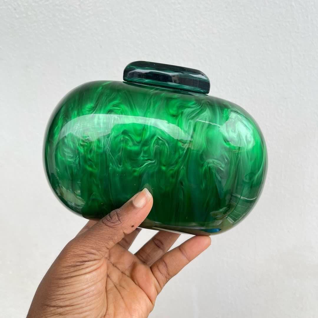 Marble Oval Clutch Bag Purse Green - Etsy