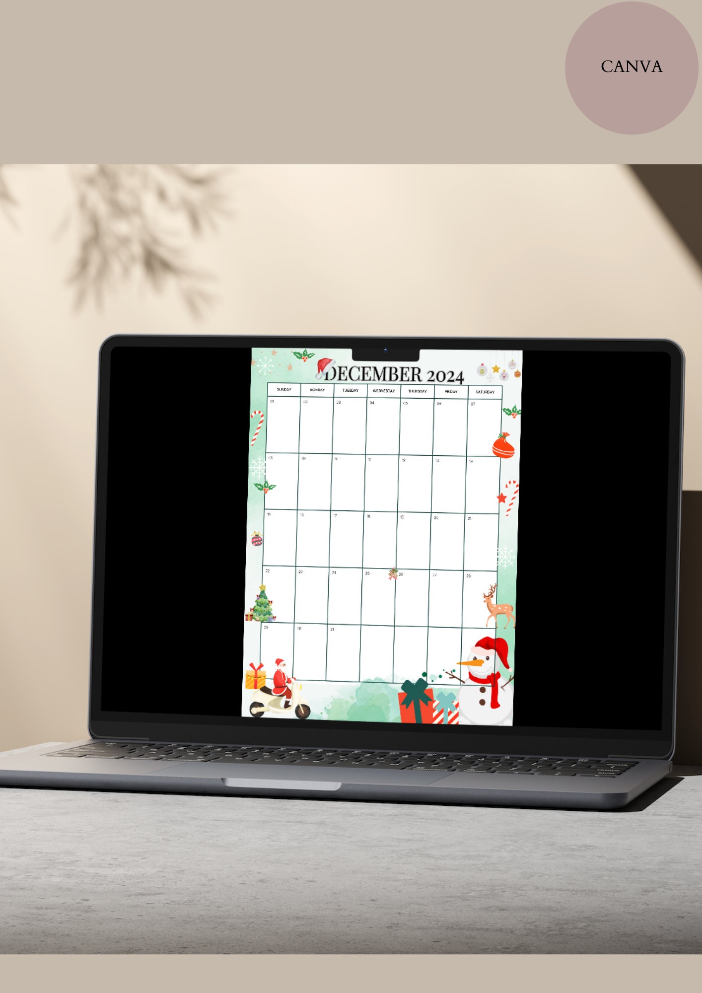 Editable December 2024 Calendar, Fillable, Printable, Merry Christmas ...